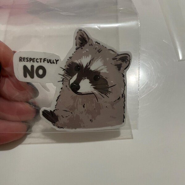 Raccoon Respectfully No | Sarcasm Funny Raccoon Sticker | Gifts Under ...