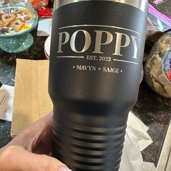 Personalized Papa Mug With Kids' Names- Papa Est Tumbler Cup - Custom ...