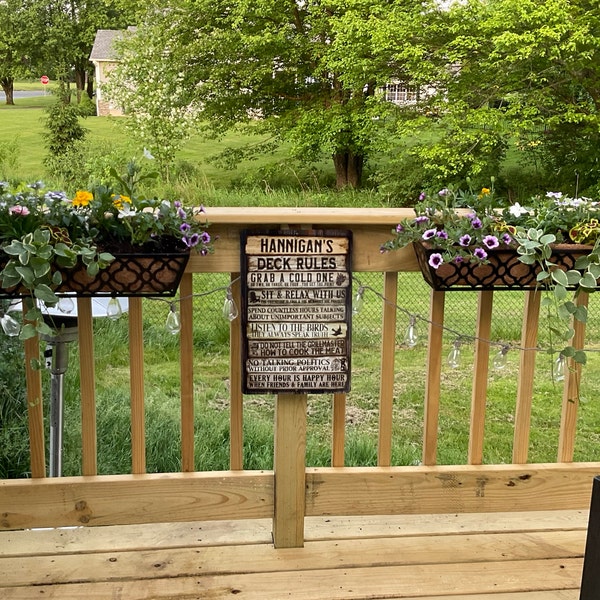 Deck Rules Sign | Personalized Metal Outdoor Decor for Porch, Patio ...