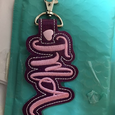 Name Keychain Embroidered Name Snap Tab Key Fob Personalized Keychain ...