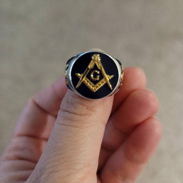 Masonic Ring Blue Lodge Signet Ring Master Mason Freemason Jewelry Gift ...