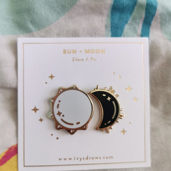 Sun and Moon Enamel Pin Set - Etsy