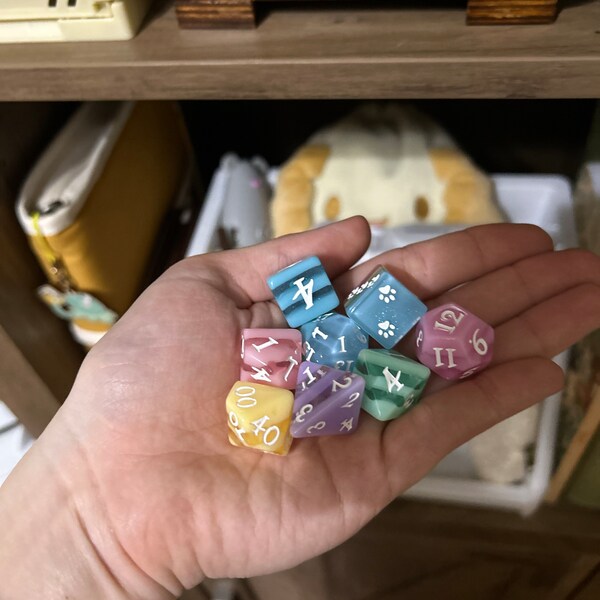 Pastel Rainbow TTRPG Dice Set, Polyhedral Dice, D&D Dice, Dungeons and ...