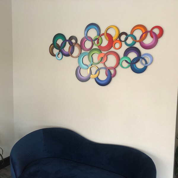 Chained by Color-huge Vibrant Circle Wall Hangings- Contemporary Modern ...