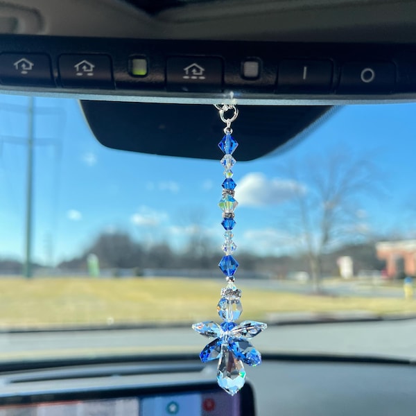 Purple Angel Rear View Mirror Charm, Crystal Guardian Angel Car ...