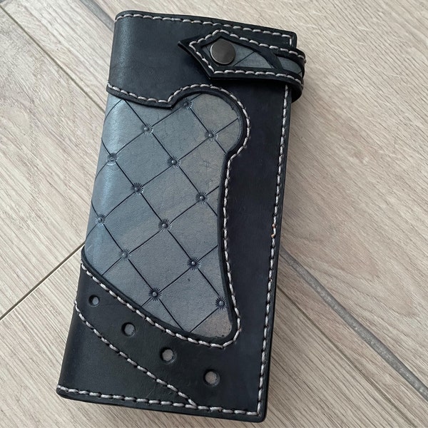 Leather Biker Wallet Pattern: Long Wallet Template (PDF & DXF) - Etsy