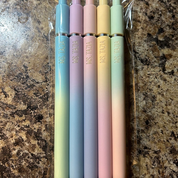 Custom Pens｜personalized Pens｜set of 5 Custom Engraved Soft Touch Pens ...