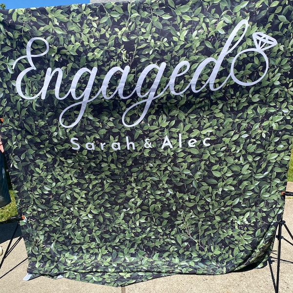 Engagement Banner, Hedge Wall Sign, Hedge Wedding Backdrop, Engagement ...