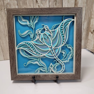 Stingray 3D Mandala Svg, Sea Animals Multilayer Panel for Laser Cutting ...