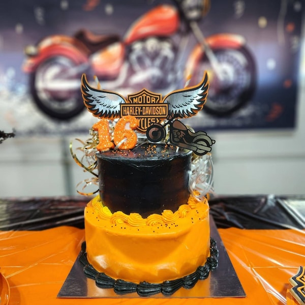 Harley Davidson Cake Topper - Harley Cake Topper - Motorcycle Cake ...