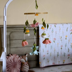 Rose Mobile Pink Mobile Felt Flower Mobile Floral Nursery - Etsy