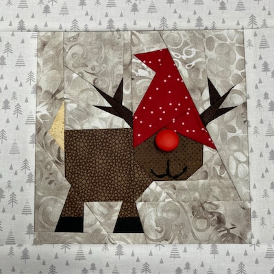 REINDEER GNOME Paper Pieced Block Pattern in PDF - Etsy