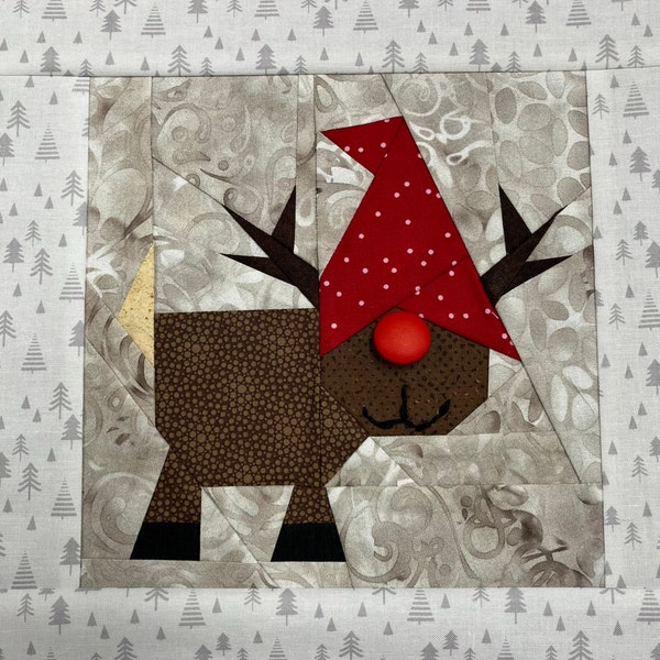 REINDEER GNOME Paper Pieced Block Pattern in PDF, Foundation Piecing ...