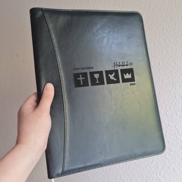 Personalized Leather Portfolio, Custom Portfolio With Zipper, Custom ...
