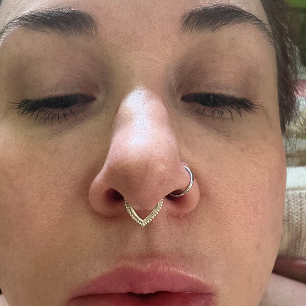 Gold Septum Ring, Tribal Septum Ring, Septum Jewelry 16g/18g, Indian ...