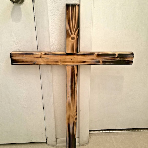 Large 5 Ft, 60 Inch Yard Cross, Rustic Cross, Burnt Wood Dark Walnut ...