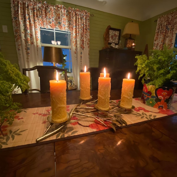 Beeswax Pillar Fern Candle / 100% Natural Bees Wax / Handcrafted in USA ...