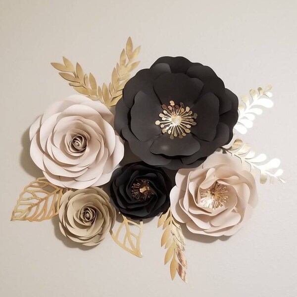 Set of 4 Paper Roses/flowers, Nursery Decor, Wall Decor, Wedding Decor ...