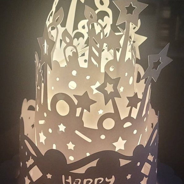 Happy Birthday Lanterns SVG, Silhouette Studio Templates, Happy ...
