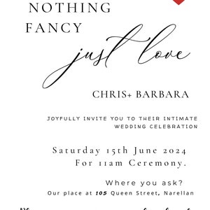 Intimate Wedding Invitation Template, Modern Intimate Ceremony Invite ...