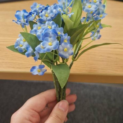 Blue Forget-me-not, White or Green Faux Forget Me Not Flower Bunch ...