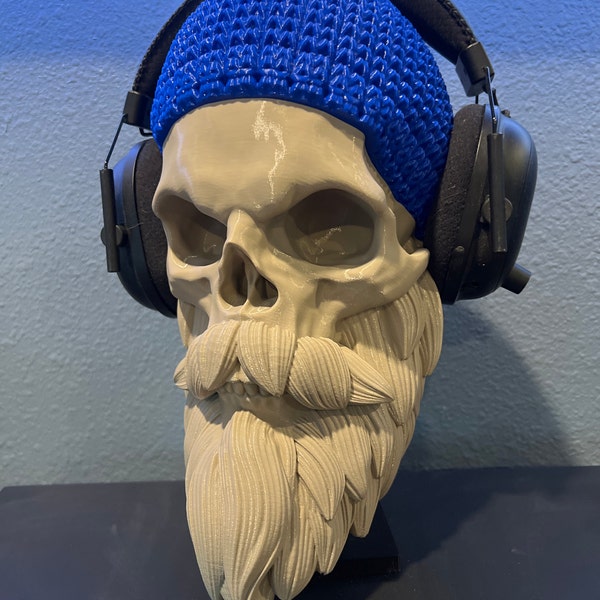 Hipster Bearded Skull 5 Headphone Head - 3D Printed Headphone Stand ...