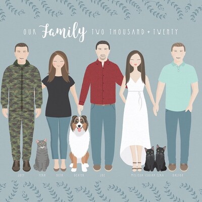 Custom Family Portrait PRINTABLE, Personalized Family Illustration ...