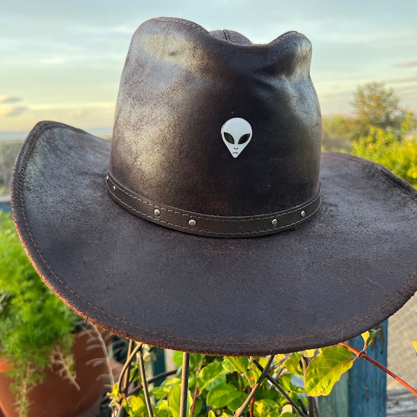 BUCKAROO Genuine Leather Western Cowboy Hat Outback Rodeo Old West ...
