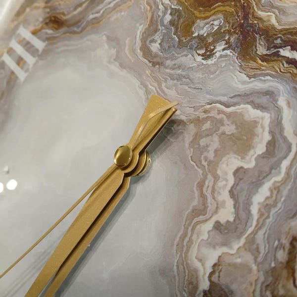 Glass Abstract Wall Clock Wall Art, Modern Marbled Style Tempered Glass ...