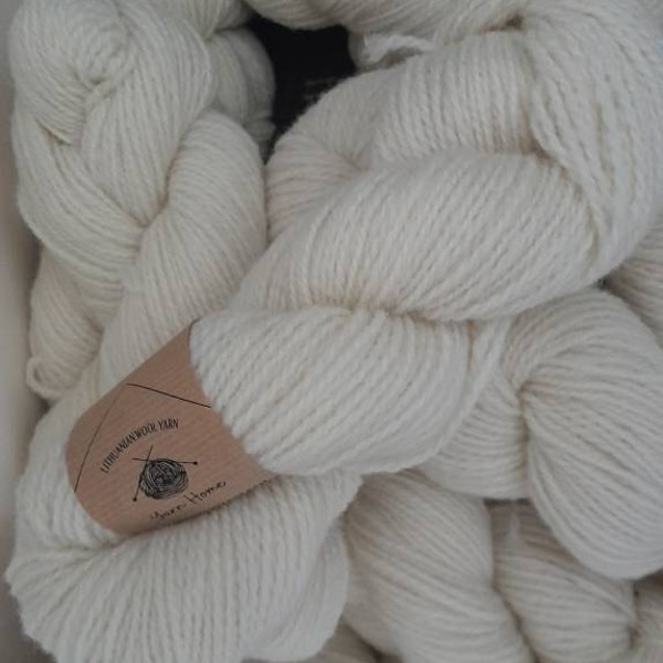 1kg White European Wool Yarn – 100% Lithuania DK Light Worsted, Hand ...