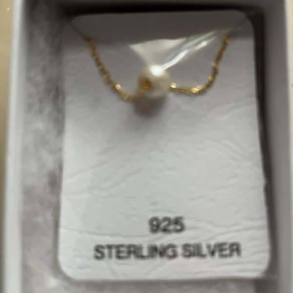 14K Gold Single Pearl Necklace, Dainty Silver Freshwater Pearl Bead ...