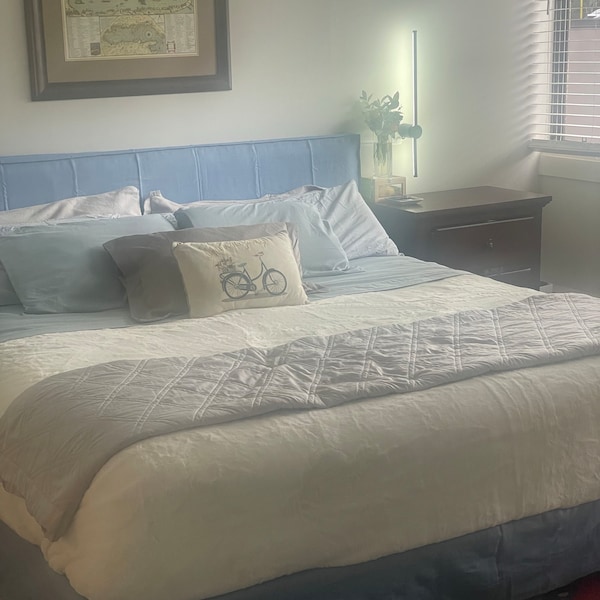 Linen Headboard. Headboard Slipcover. Foot Board Cover. Custom Made ...