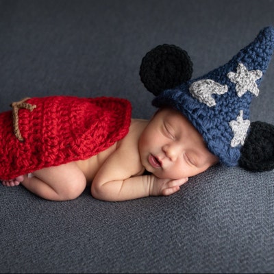 Baby Boy Hat, Baby Girl Hat, Crochet Sorcerer Mouse, Photo Prop, Baby ...