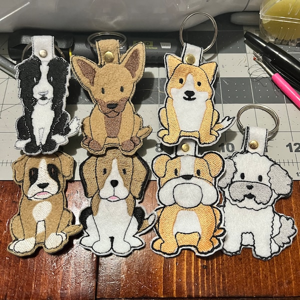 Machine Embroidery Designs in the Hoop Dog Breed Key Fobs - Etsy