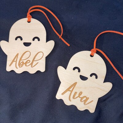Ghost Tag Halloween Tags Name Tags Halloween Bucket Tags Custom Name ...