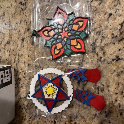 Filipino Parol Wood Ornament White, Red & Blue 2022 - Etsy