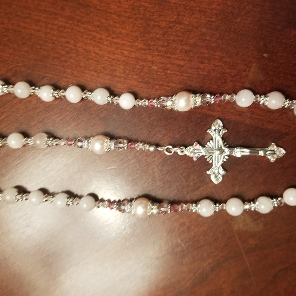 CATHOLIC ROSE QUARTZ Rosary/heirloom Gemstone Rosary/bridal Bouquet ...