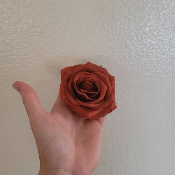 10-100pcs Burnt Orange Rose Artificial Rose Heads, 9cm Rust Orange ...
