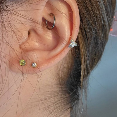 Silver Bee Cartilage Ring, Sterling Silver Cartilage Hoop, Small ...