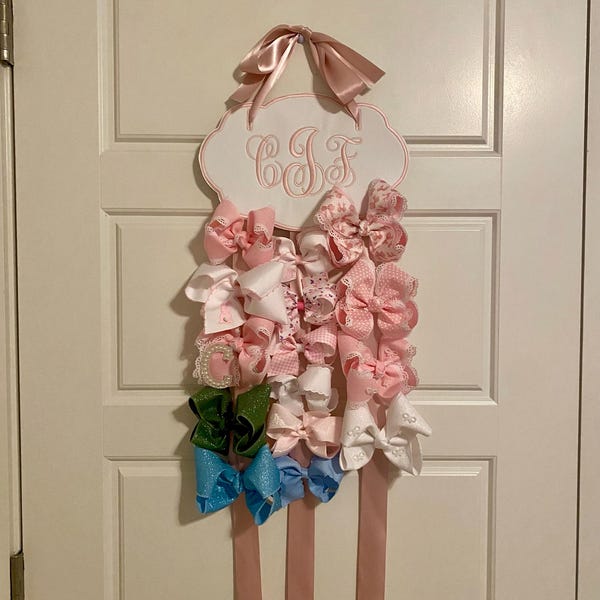 Embroidered Bow Holder | Monogrammed Bow Holder | Girls Personalized ...