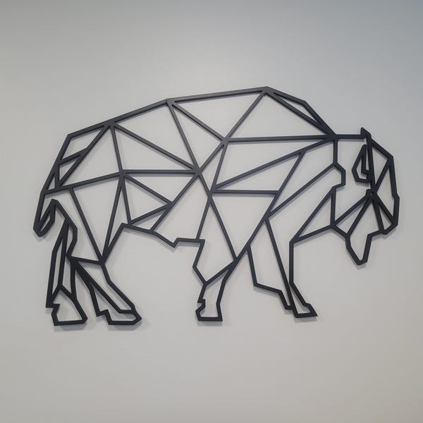 Geometric Bison Wood Wall Art: Wildlife Buffalo Decor - Etsy