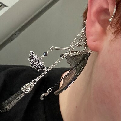 Luna Moth Ear Cuff With Blue Quartz, No Piercing Earrings, Fantasy Ear ...