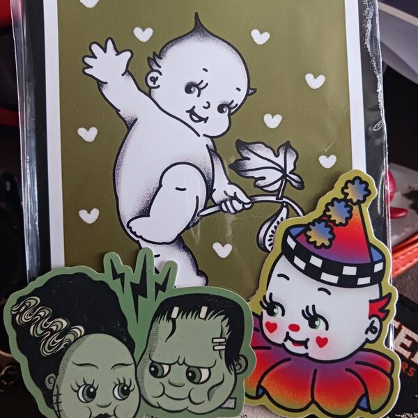 Kewpie Mothman Sticker, Halloween Kewpie, Mothman Sticker, Kewpie Doll ...