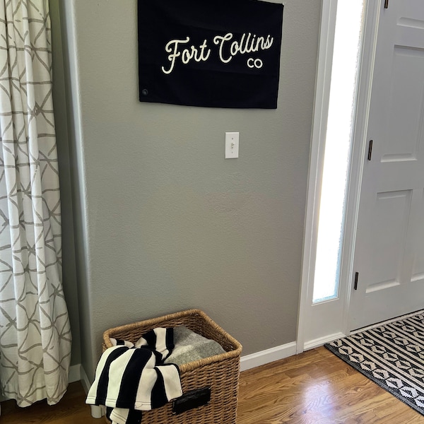 Custom Hand Painted Cotton Canvas Flag: Script Lettering, Vintage Look ...