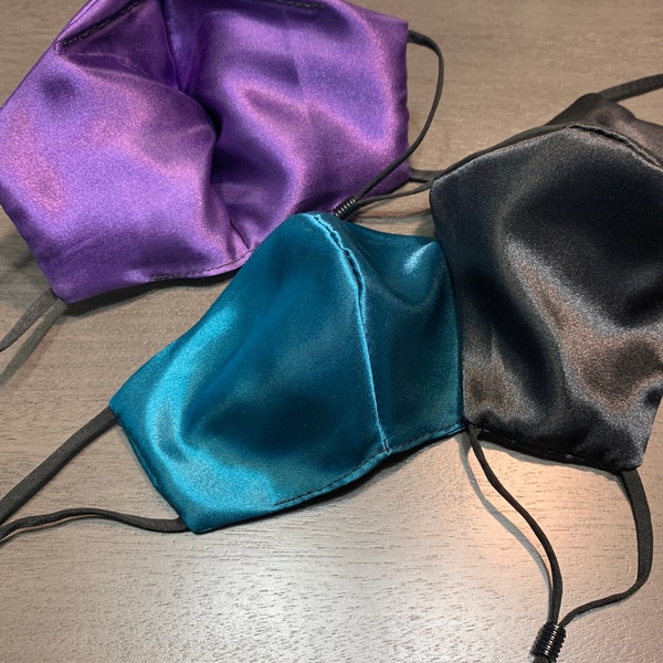 Silky Satin Classy Face Masks 2layers With Nose Wire and Adjustable ...