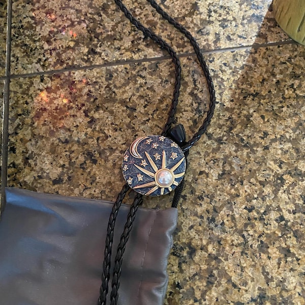 Sparrow Stone Bolo Tie - Wedding Necklace - Faux Leather Rope Bola Tie ...