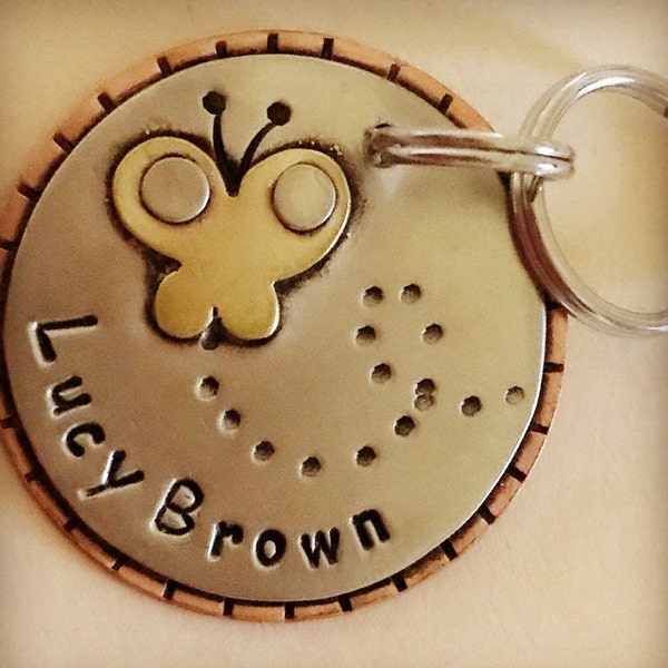 Dog ID Tag and Key Fob- Personalized Butterfly Tag for Dogs - Etsy