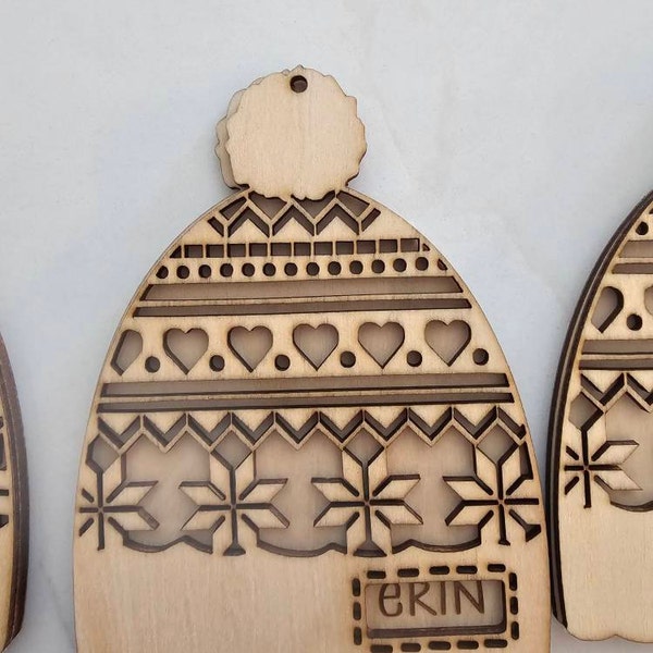 Winter Hat Name Ornament Heart Version SVG Laser Cut File - Etsy Canada