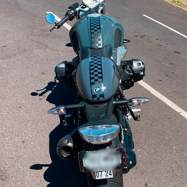 Motorcycle Vintage Checkered Racing Stripes Sticker Gas Tank Sticker ...
