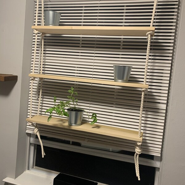 4-tier Pine / Custom Finish / Hanging Shelf - Etsy